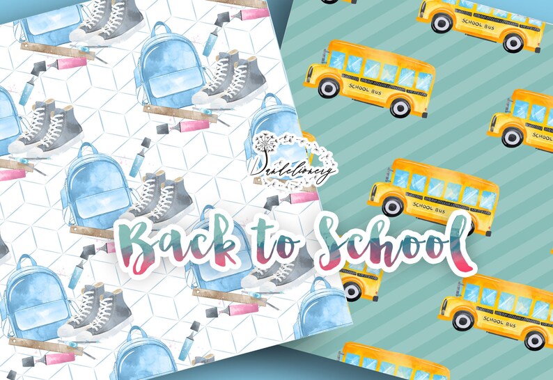 Back to School Digital Paper Pack School Backpack - Etsy