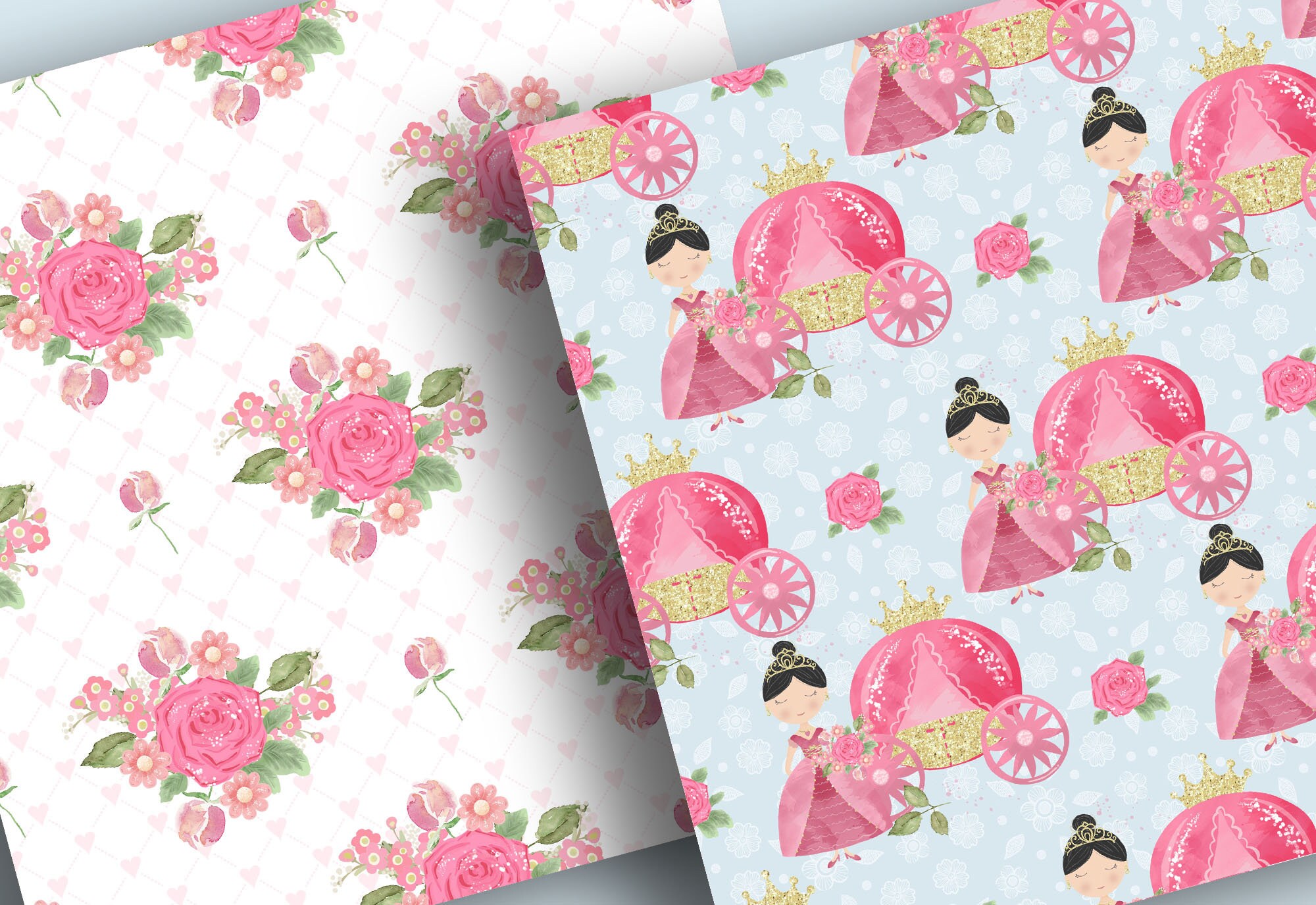 Watercolor Princess Digital Paper Pack Nursery Pattern Girl - Etsy
