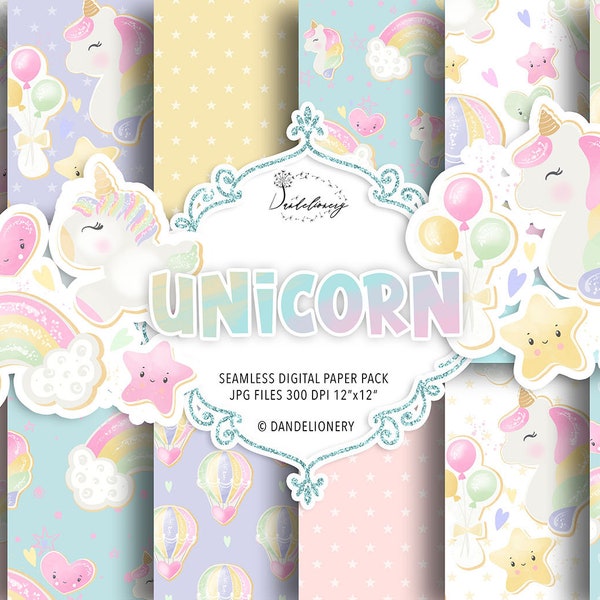 Unicorn Digital Paper - Etsy