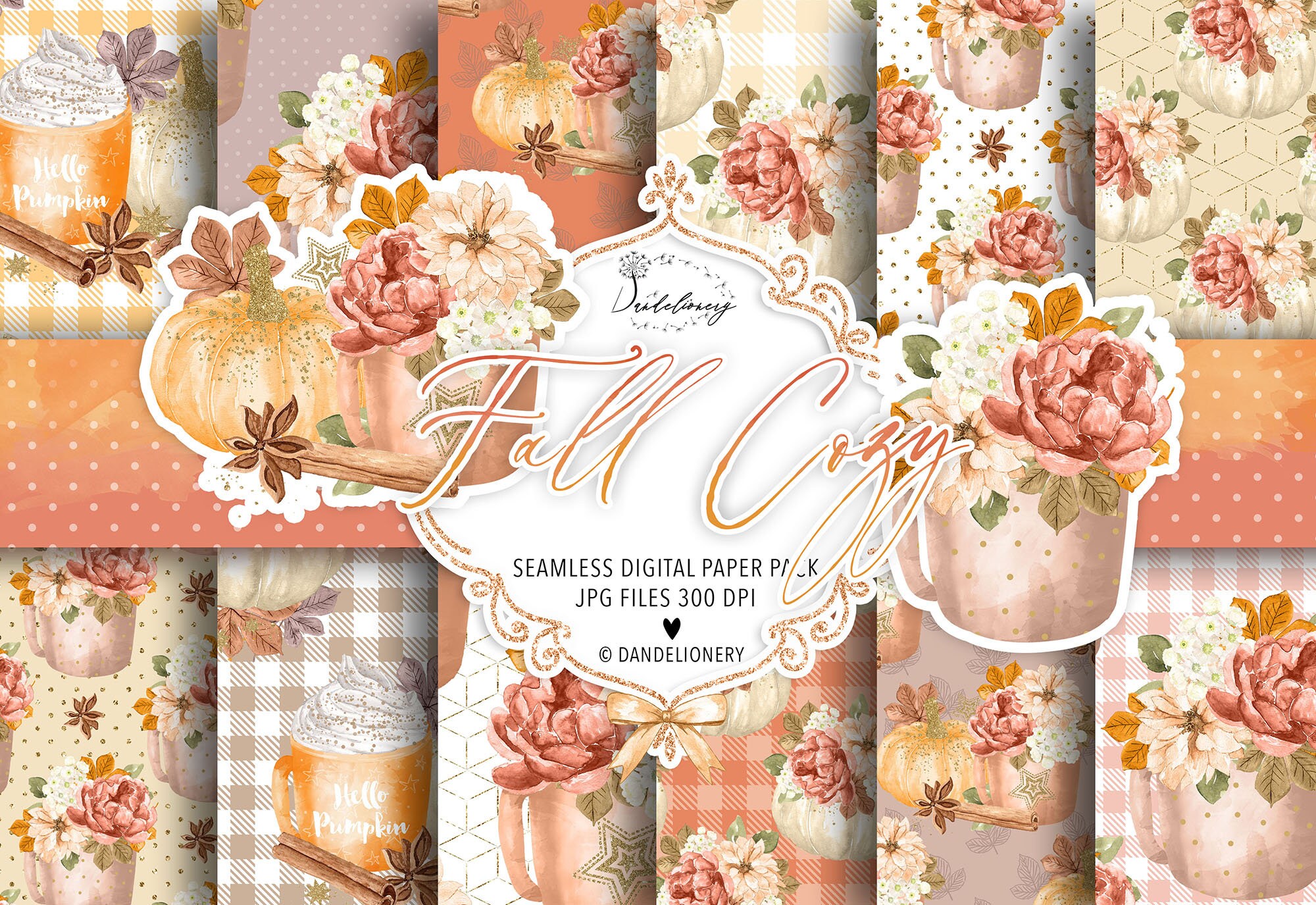 Fall Cozy Digital Design, Thanksgiving Stickers, Autumn, Fall, Pattern ...