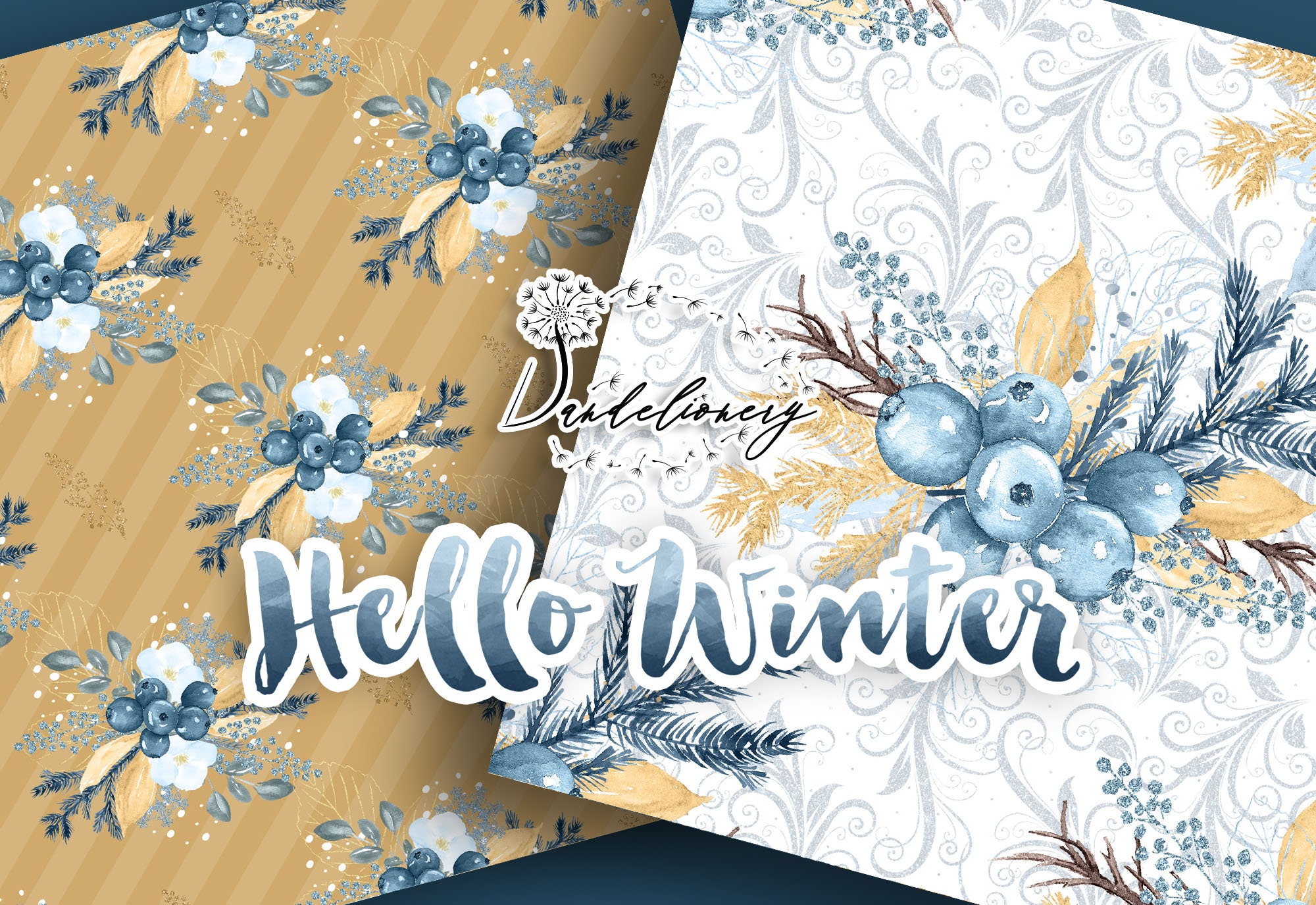 Watercolor Hello Winter Digital Paper Pack Christmas - Etsy
