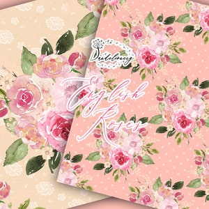 Watercolor English Roses Digital Paper Pack, Garden, Flower Pattern ...