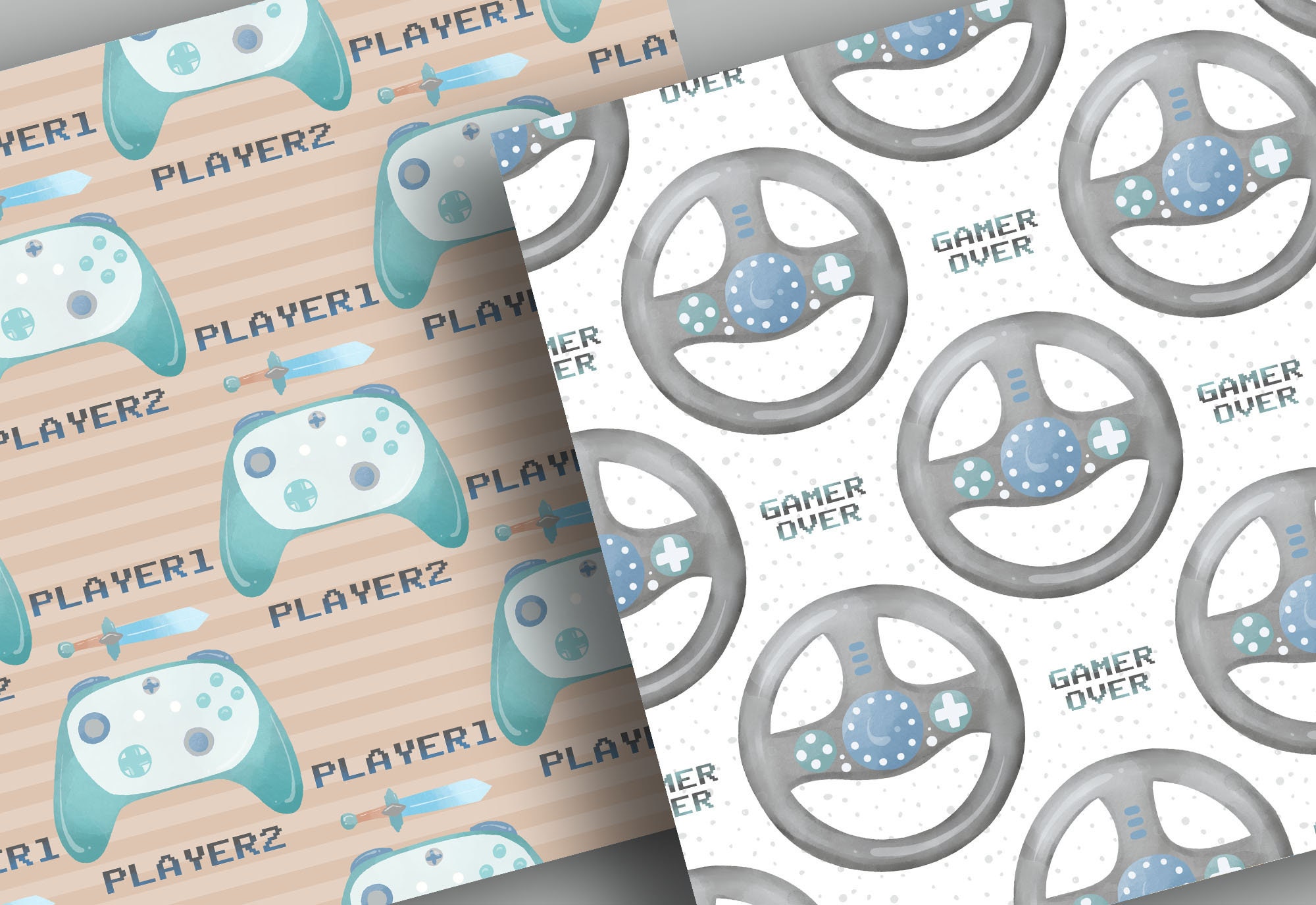 Watercolor Gamer Digital Paper Pack - Etsy