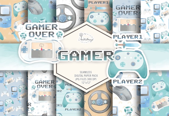 Watercolor Gamer Digital Paper Pack - Etsy Australia