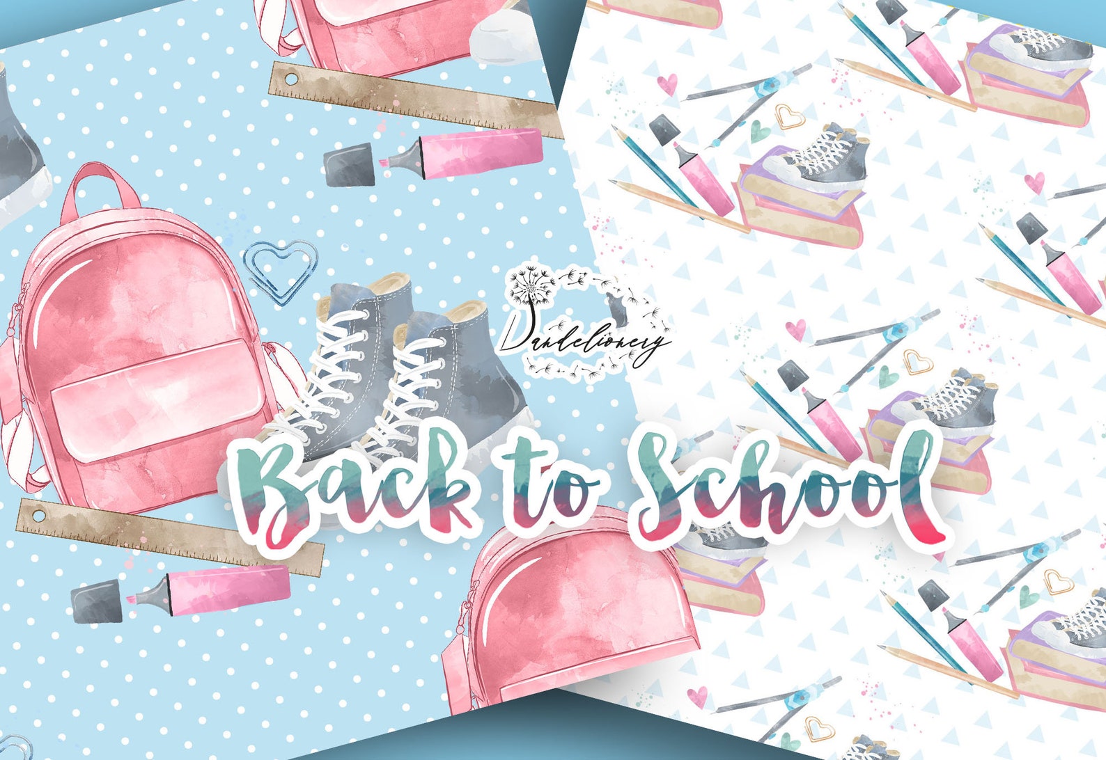 Back to School Digital Paper Pack, School, Backpack Background, Student ...