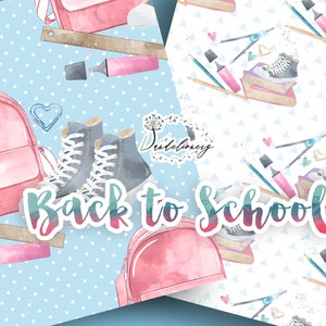 Back to School Digital Paper Pack, School, Backpack Background, Student ...