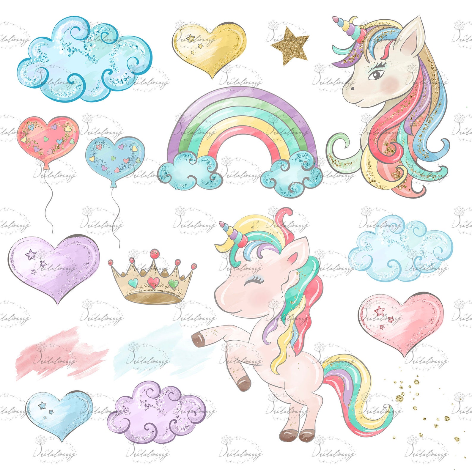 Watercolor Unicorns II. Clipart Rainbow Unicorns Download - Etsy Canada