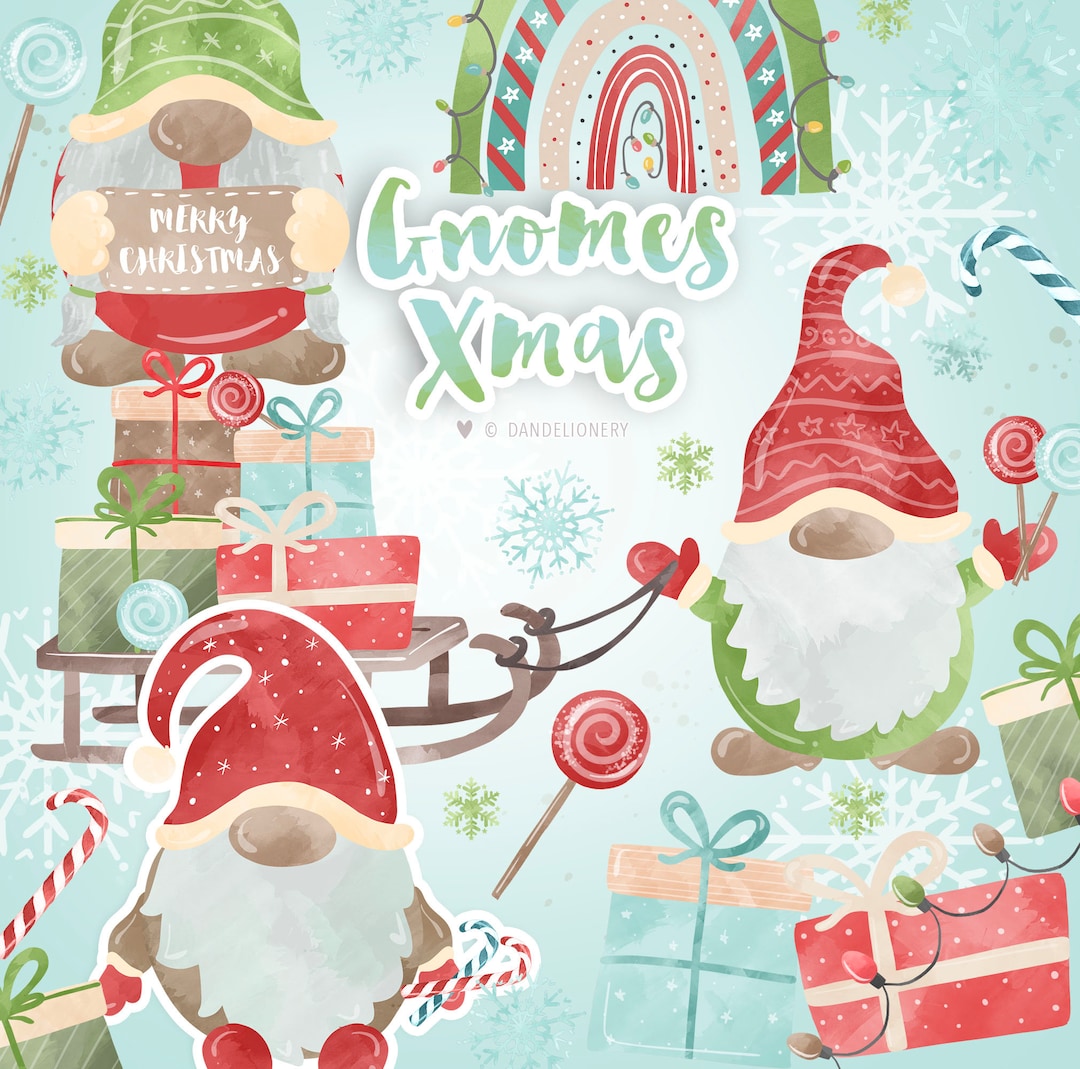 Christmas Gnome Rainbow Clipart, Rainbows Clipart, Gnomes Christmas ...