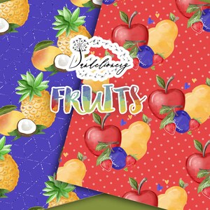 Watercolor Fruits Digital Paper Pack, Fruit Download, Instant Download ...
