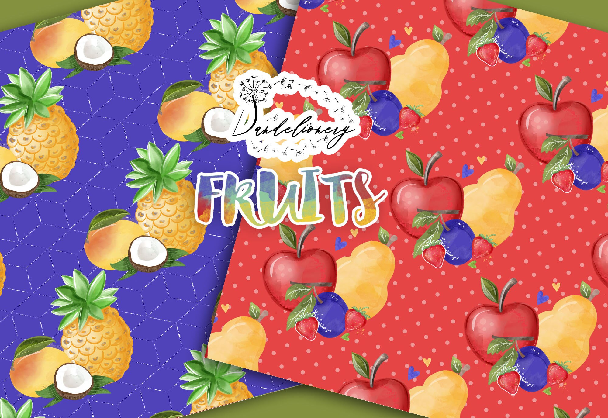 Watercolor Fruits Digital Paper Pack Fruit Download Instant - Etsy