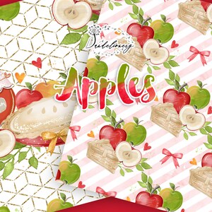 Watercolor Apples Digital Paper Pack, Fruit Download, Instant Download ...