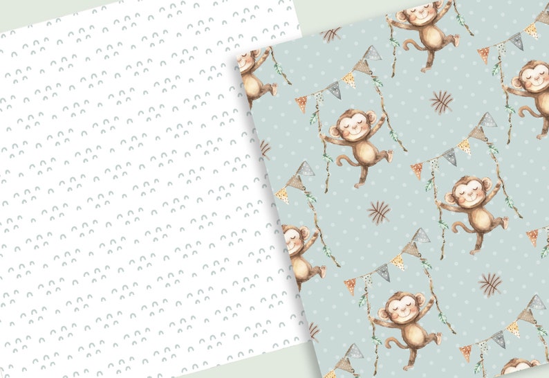 Sweet Safari Animals Digital Paper Pack, Watercolor Safari Nursery ...
