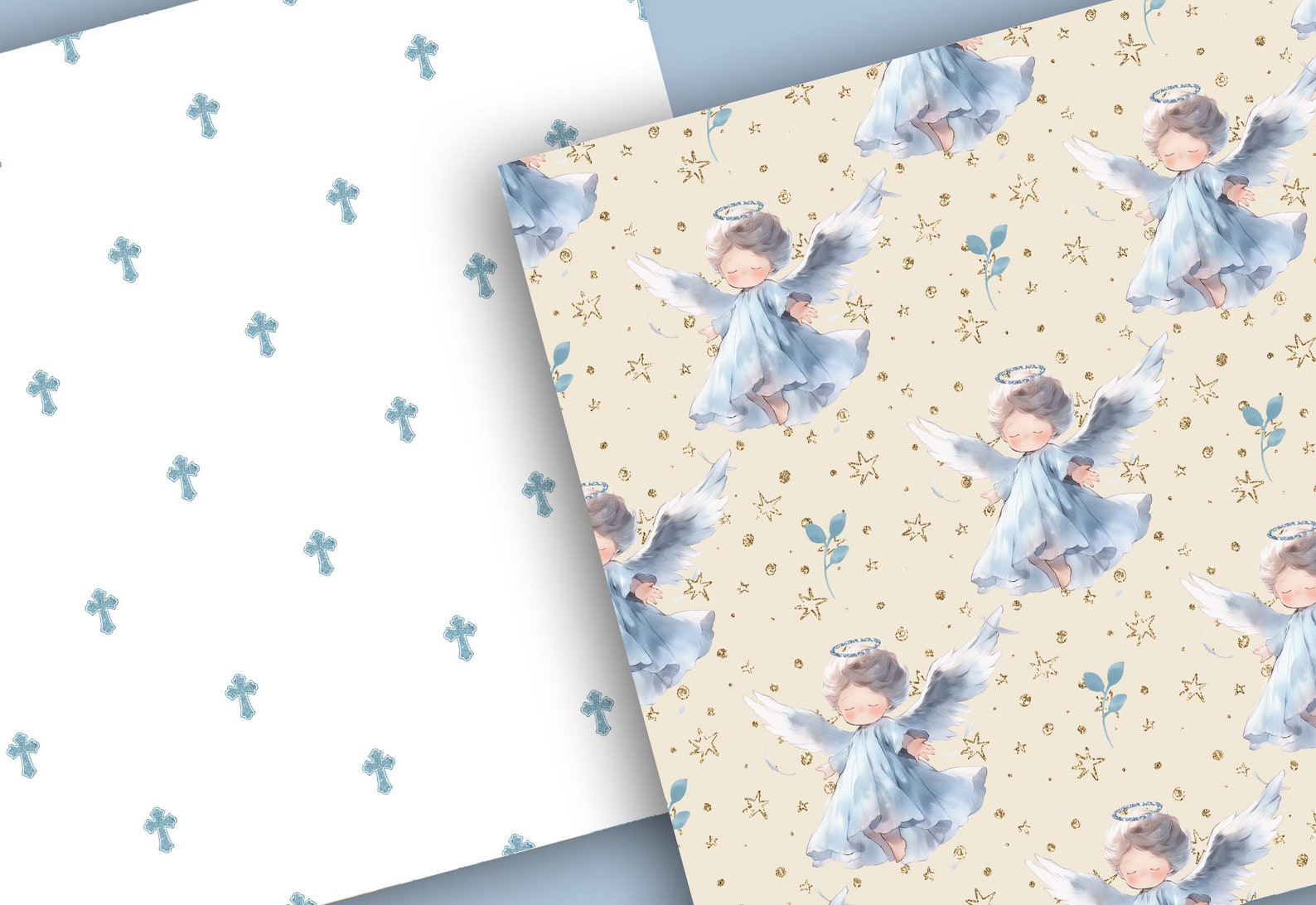 Watercolor Baby Angel Digital Paper Pack, Watercolor Clipart Baby Angel ...