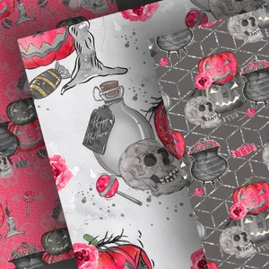 Cute Halloween Digital Paper Pack, Cute Halloween Pattern, Halloween ...