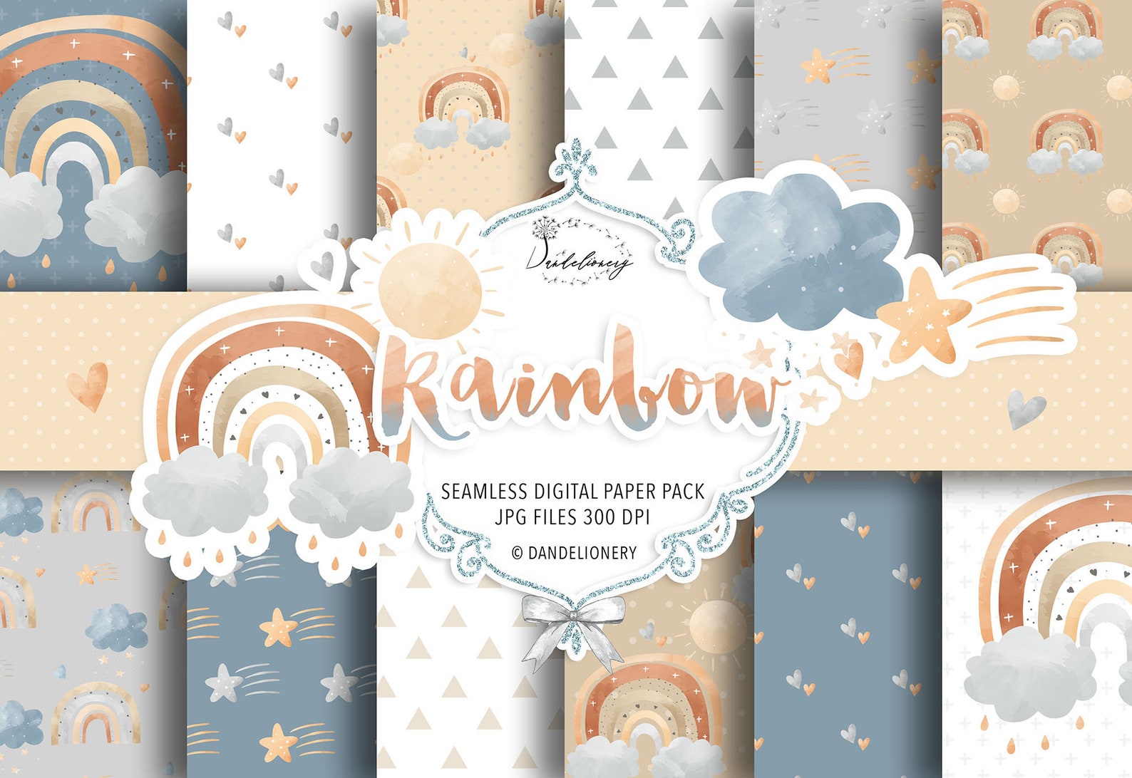 Watercolor Rainbow I. Digital Paper Pack. Rainbows Pattern | Etsy