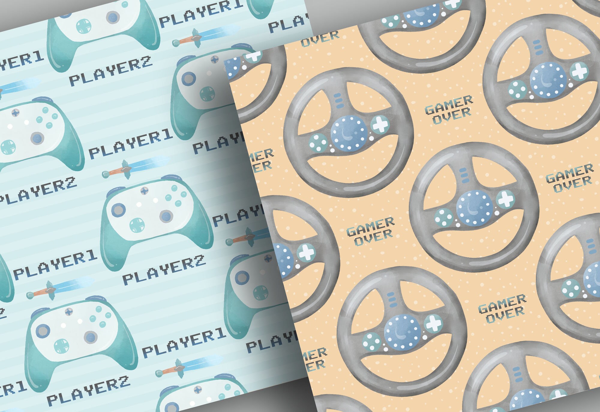 Watercolor Gamer Digital Paper Pack - Etsy