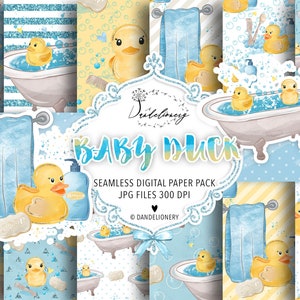Watercolor Baby Duck Digital Paper Pack, Baby Bath, Instant Download ...