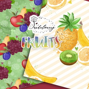 Watercolor Fruits Digital Paper Pack, Fruit Download, Instant Download ...