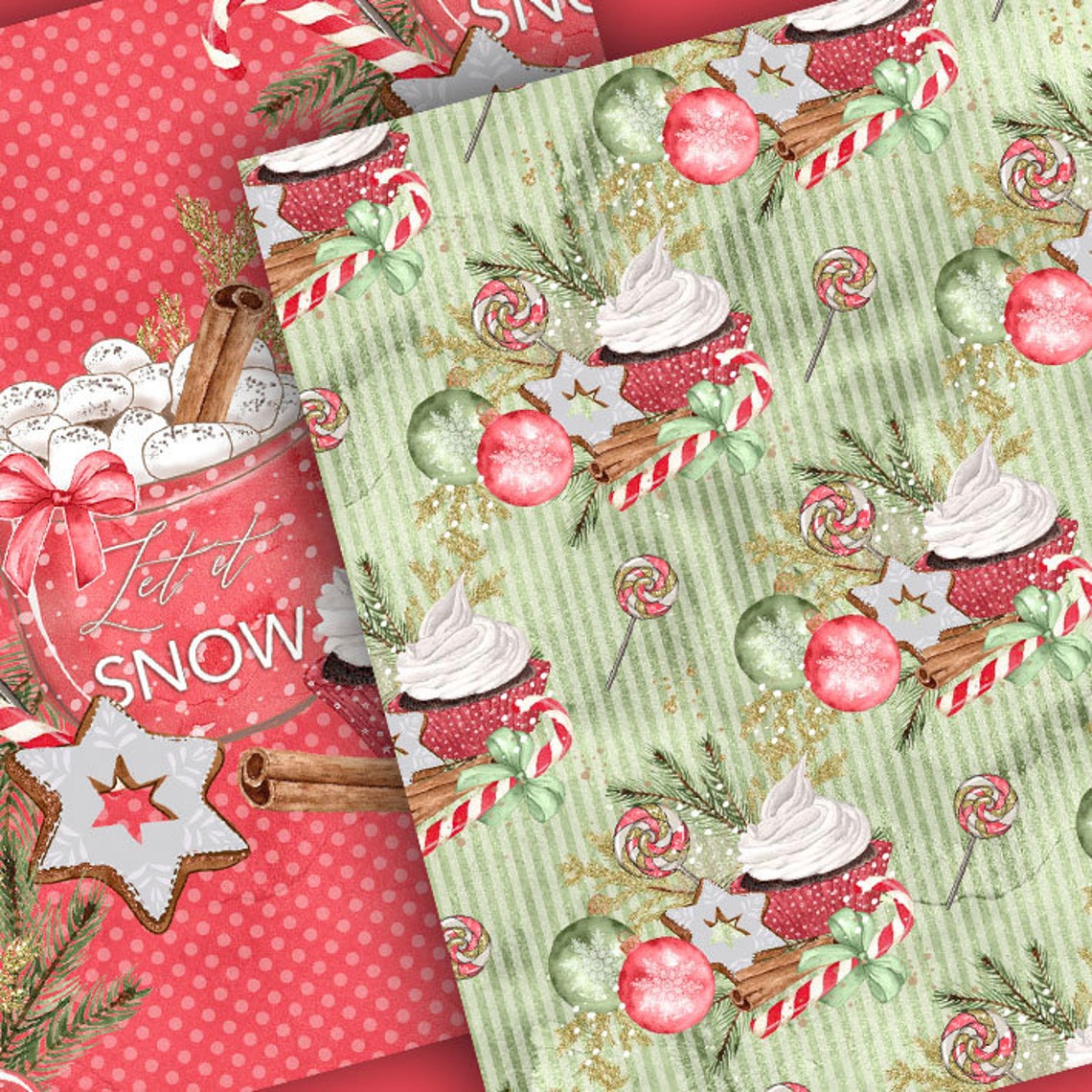 Sweet Christmas Digital Paper Pack Christmas Tree Christmas - Etsy