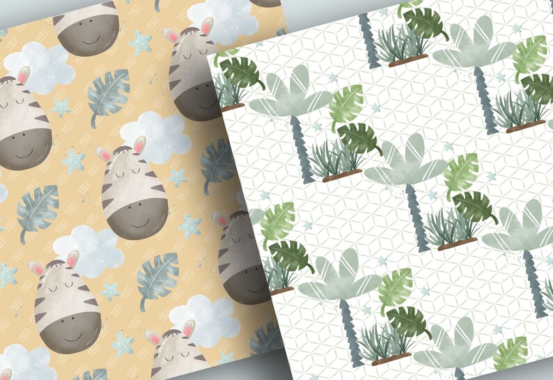 Safari Jungle BABY Digital Paper Pack Baby Animals Clipart - Etsy