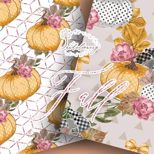 Fall Pumpkin II. Digital Paper Pack, Thanksgiving Stickers, Autumn ...