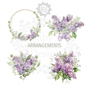 Lilac Garden Watercolor Clipart - Purple Flower Clipart - Floral ...