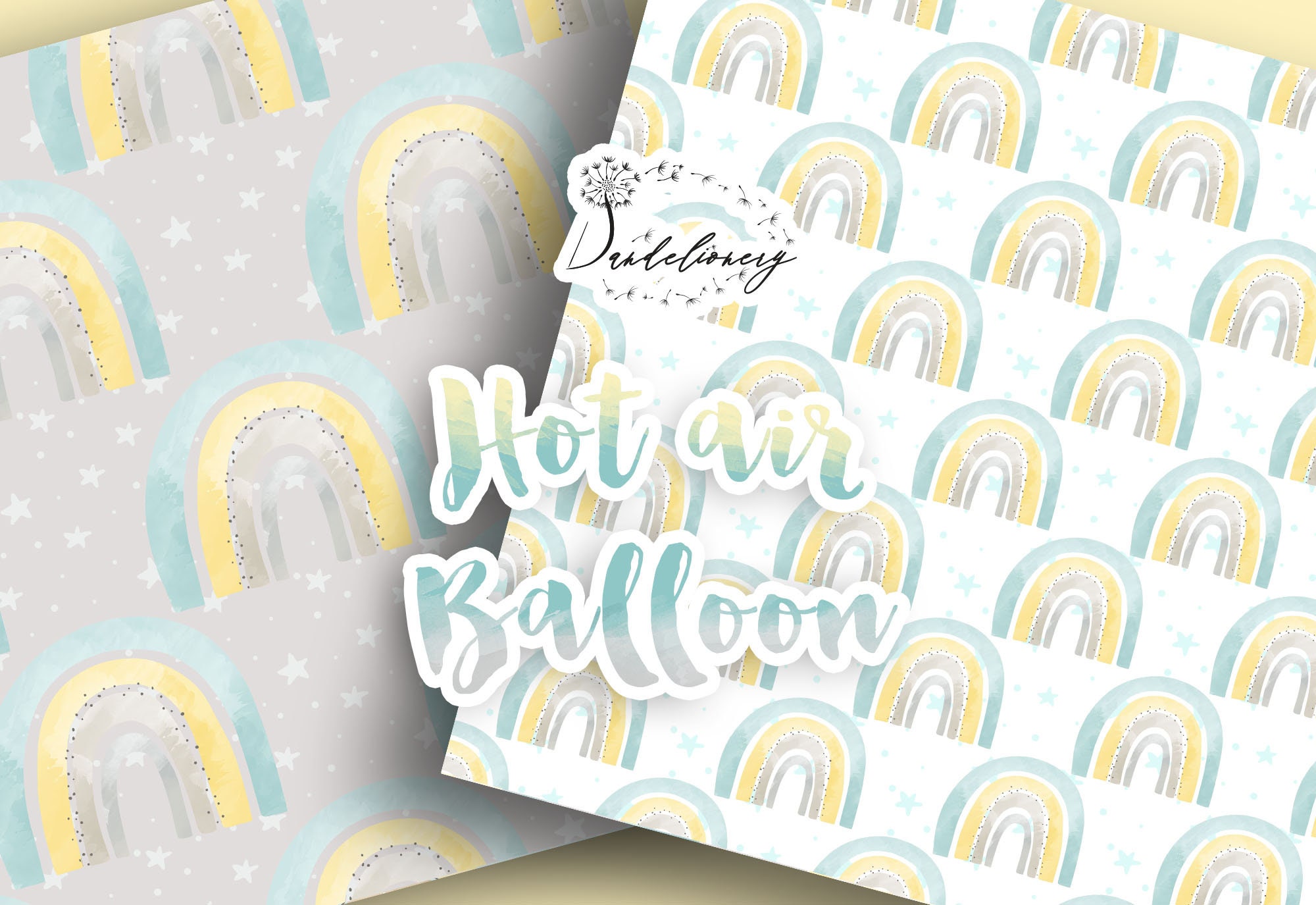 Hot Air Balloon Rainbow Digital Paper Pack Rainbows Baby - Etsy