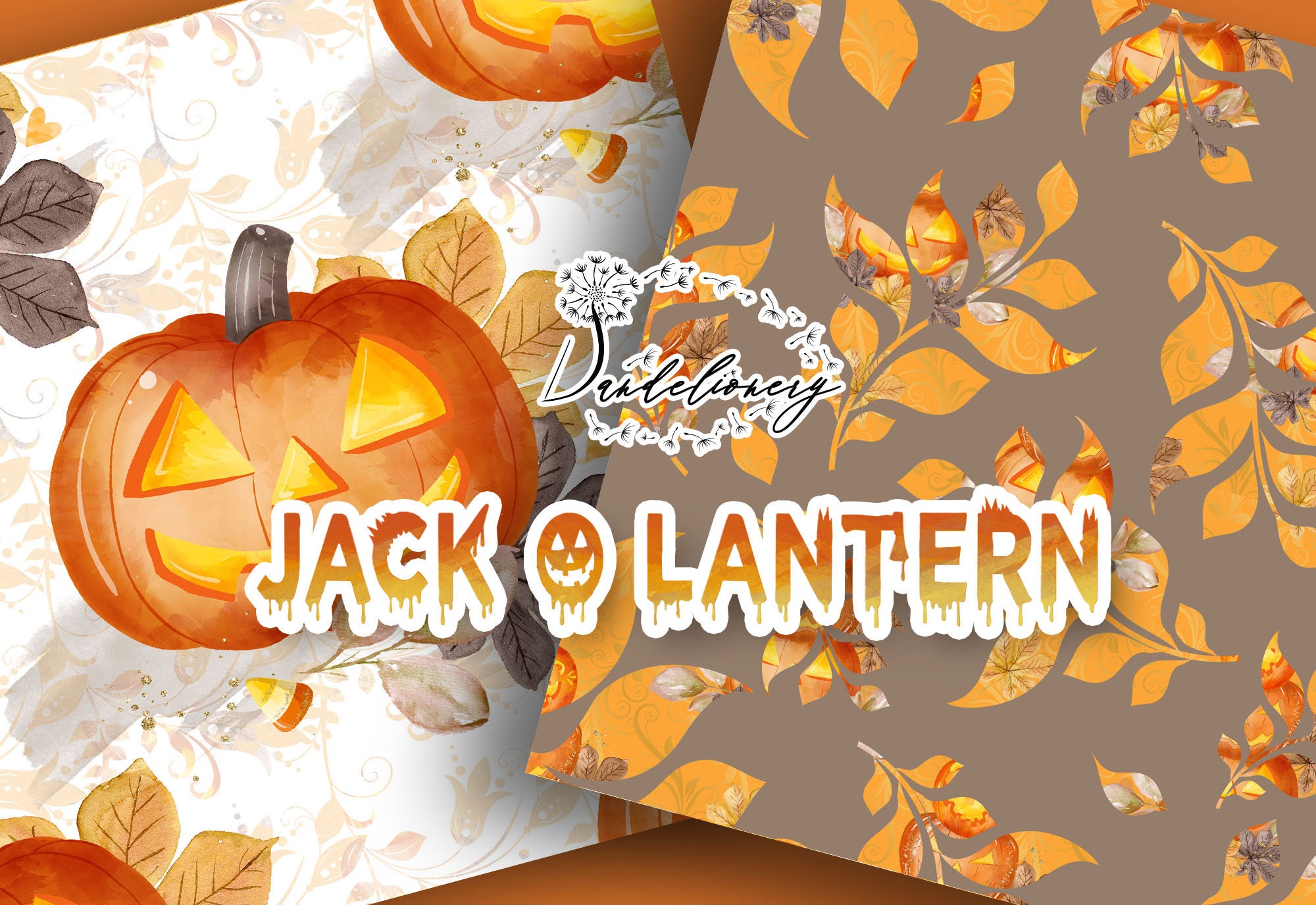 Watercolor Jack O Lantern Digital Paper Pack Cute Halloween - Etsy ...