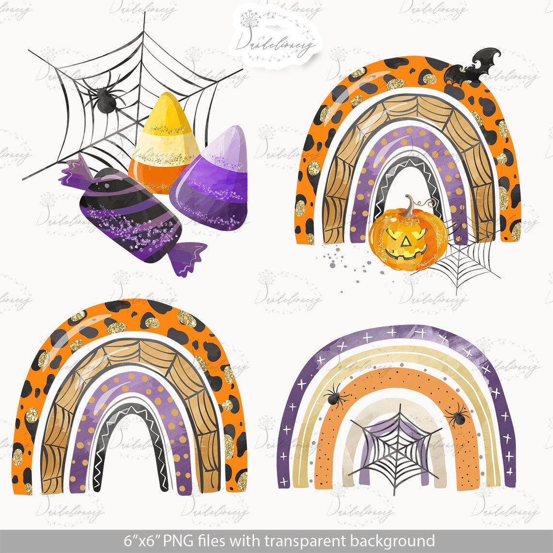 Halloween Rainbows Design Rainbows Clipart Pumpkin - Etsy