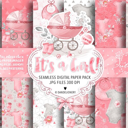 Baby Paper Pack Baby Girl Scrapbook Nursery Background Pink - Etsy