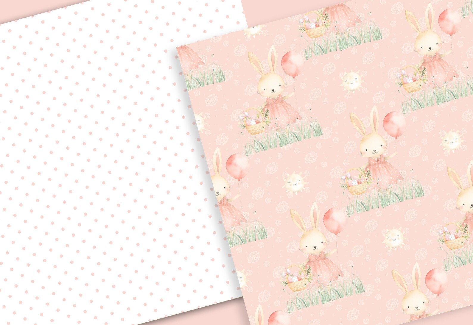 Watercolor Happy Easter Digital Paper Pack, Spring Pattern, Romantic ...