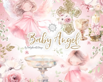 Watercolor Baby Angel Digital Paper Pack, Watercolor Clipart Baby Angel ...