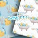 Watercolor Baby Duck Digital Paper Pack, Baby Bath, Instant Download ...