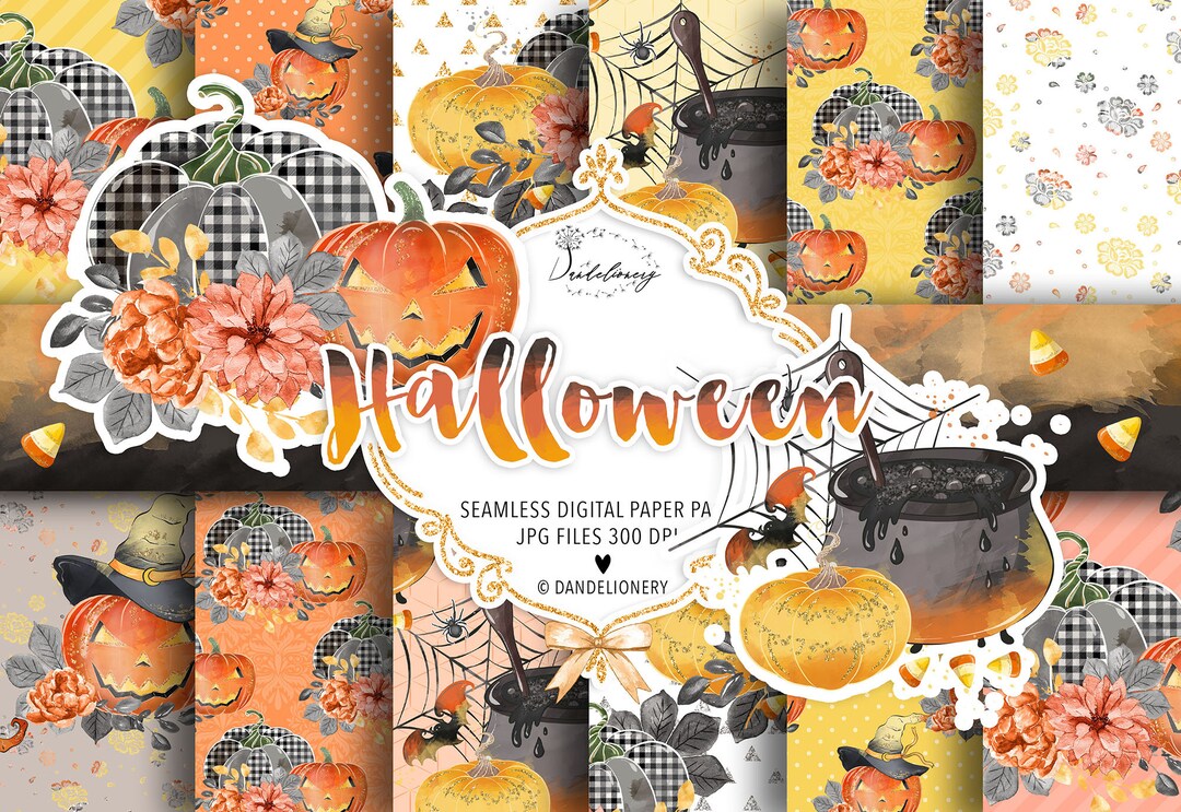 Happy Halloween Digital Paper Pack, Cute Halloween, Halloween Planner ...