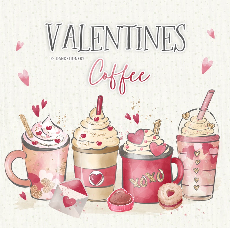 Valentines Coffee Design Valentine Clipart Instant Download - Etsy