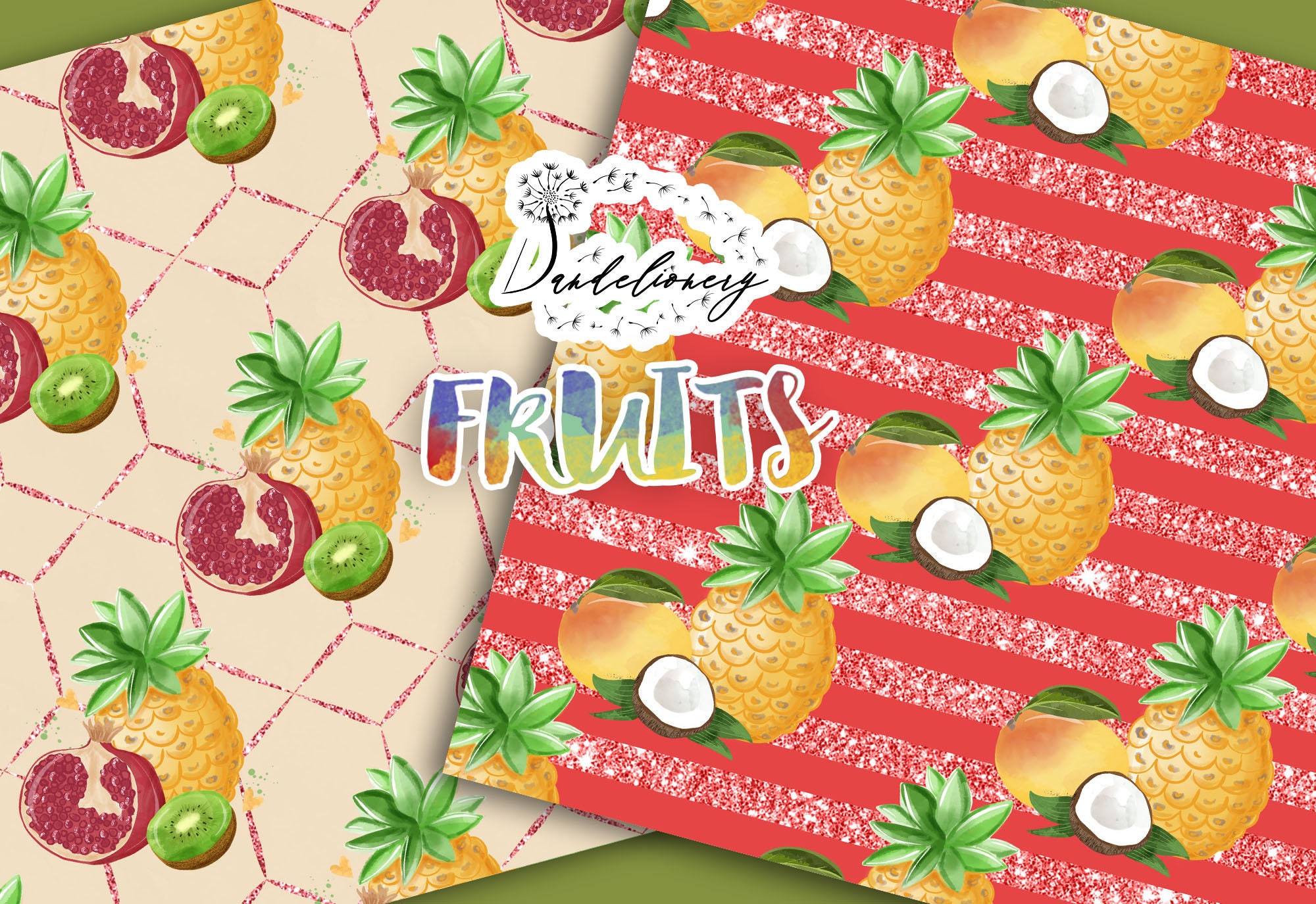Watercolor Fruits Digital Paper Pack Fruit Download Instant - Etsy