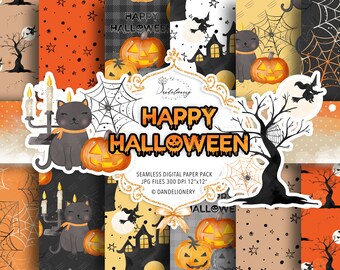 Happy Halloween Digital Paper Pack Cute Halloween Pattern | Etsy