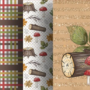 Sweet Forest Digital Paper Pack, Hedgehog, Mushroom, Autumn, Fall ...