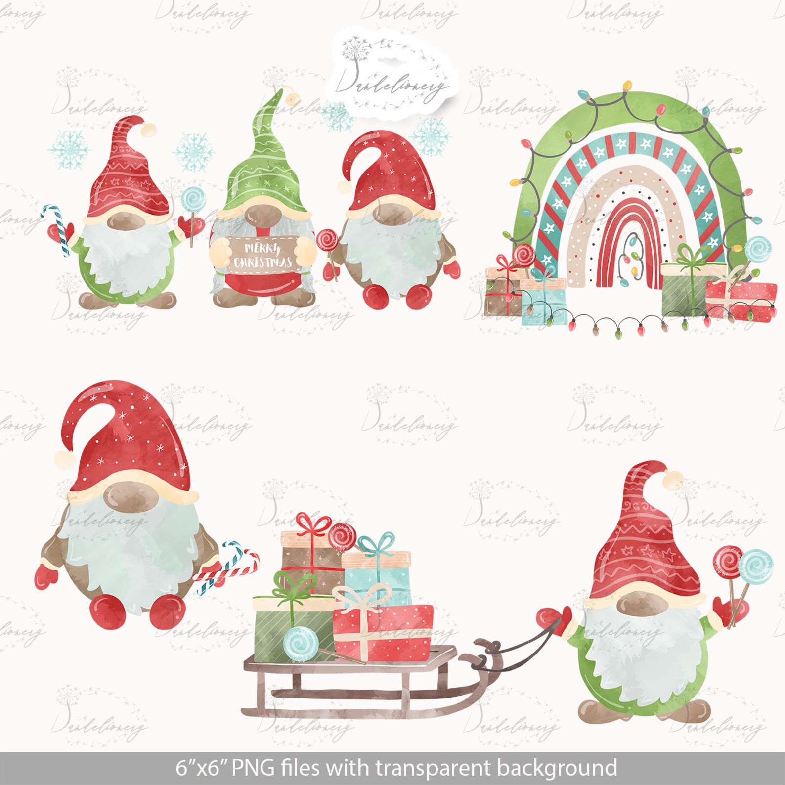 Christmas Gnome Rainbow Clipart Rainbows Clipart Gnomes - Etsy