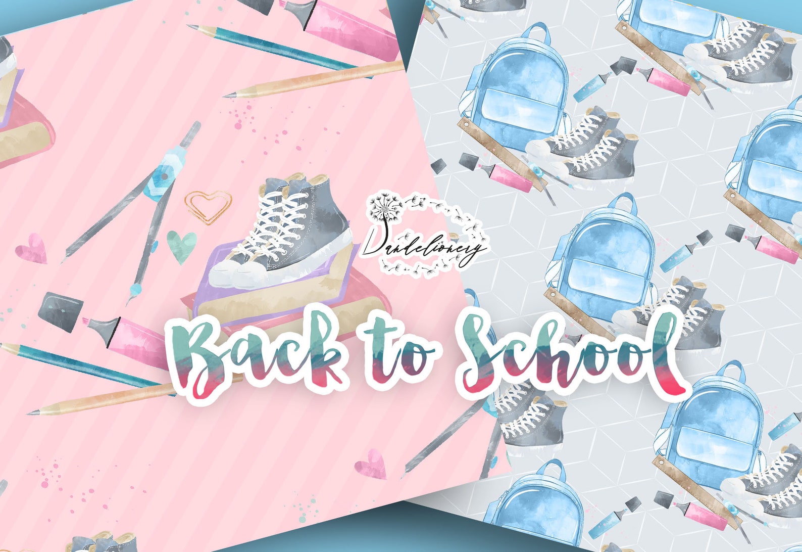 Back to School Digital Paper Pack, School, Backpack Background, Student ...