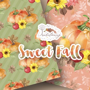 Sweet Fall Pumpkin Digital Paper Pack, Thanksgiving Stickers, Autumn ...