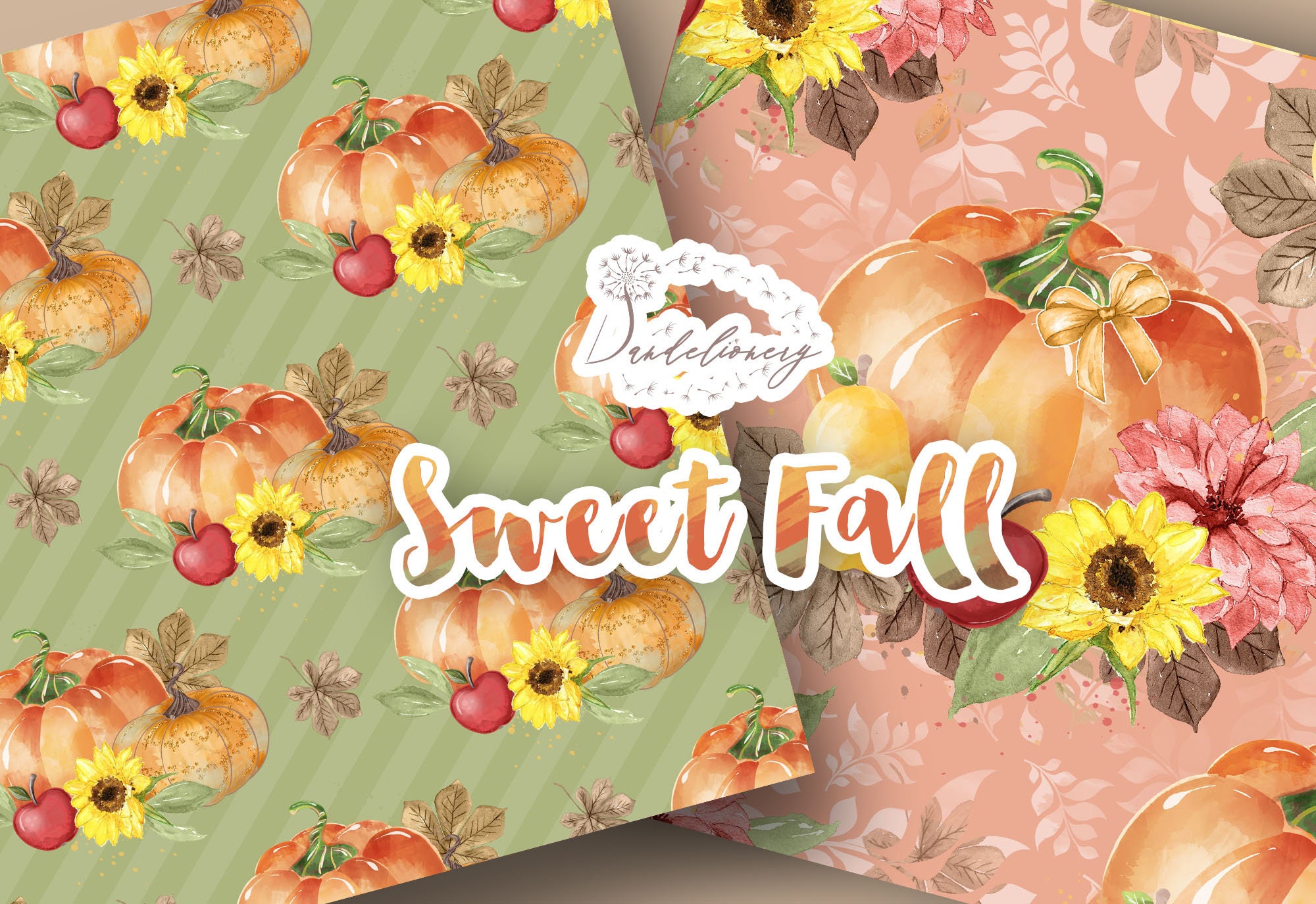 Sweet Fall Pumpkin Digital Paper Pack Thanksgiving Stickers - Etsy