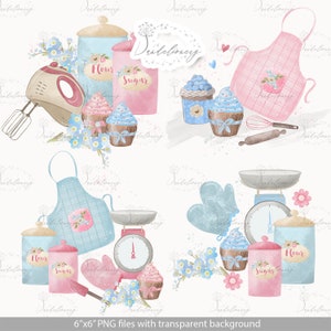 Watercolor Sweet Baking Design, Kitchen Clipart, Instant Download ...
