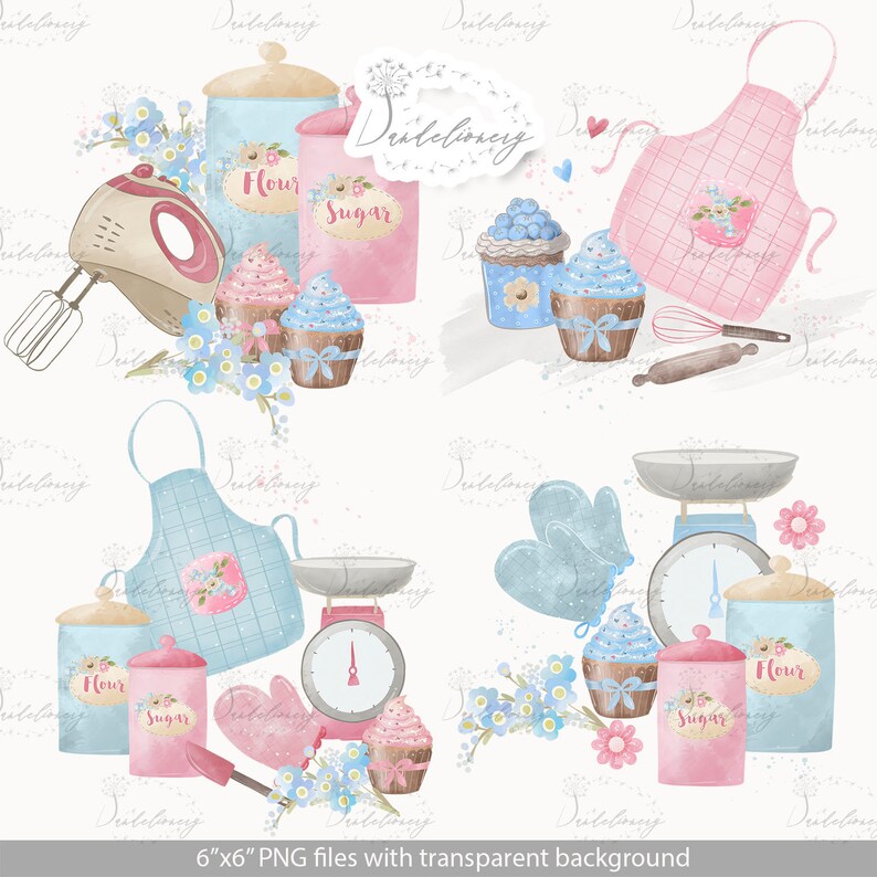 Watercolor Sweet Baking Design Kitchen Clipart Instant - Etsy