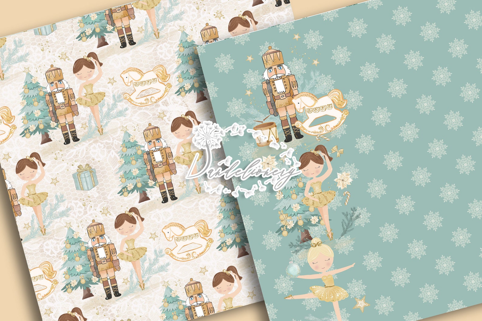 Christmas Nutcracker Digital Paper Pack Christmas Tree - Etsy