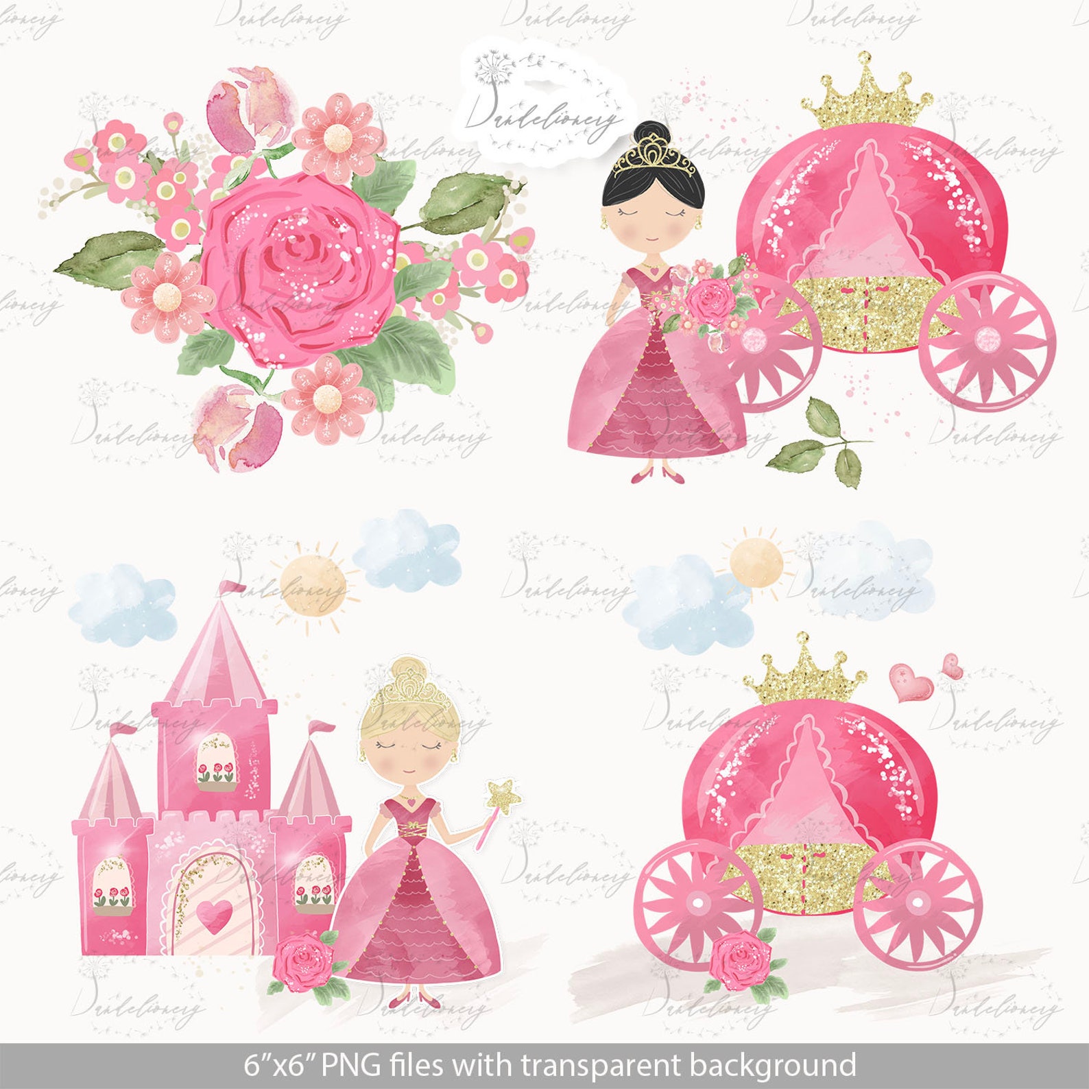 Watercolor Princess Design Nursery Clipart Girl Clipart - Etsy