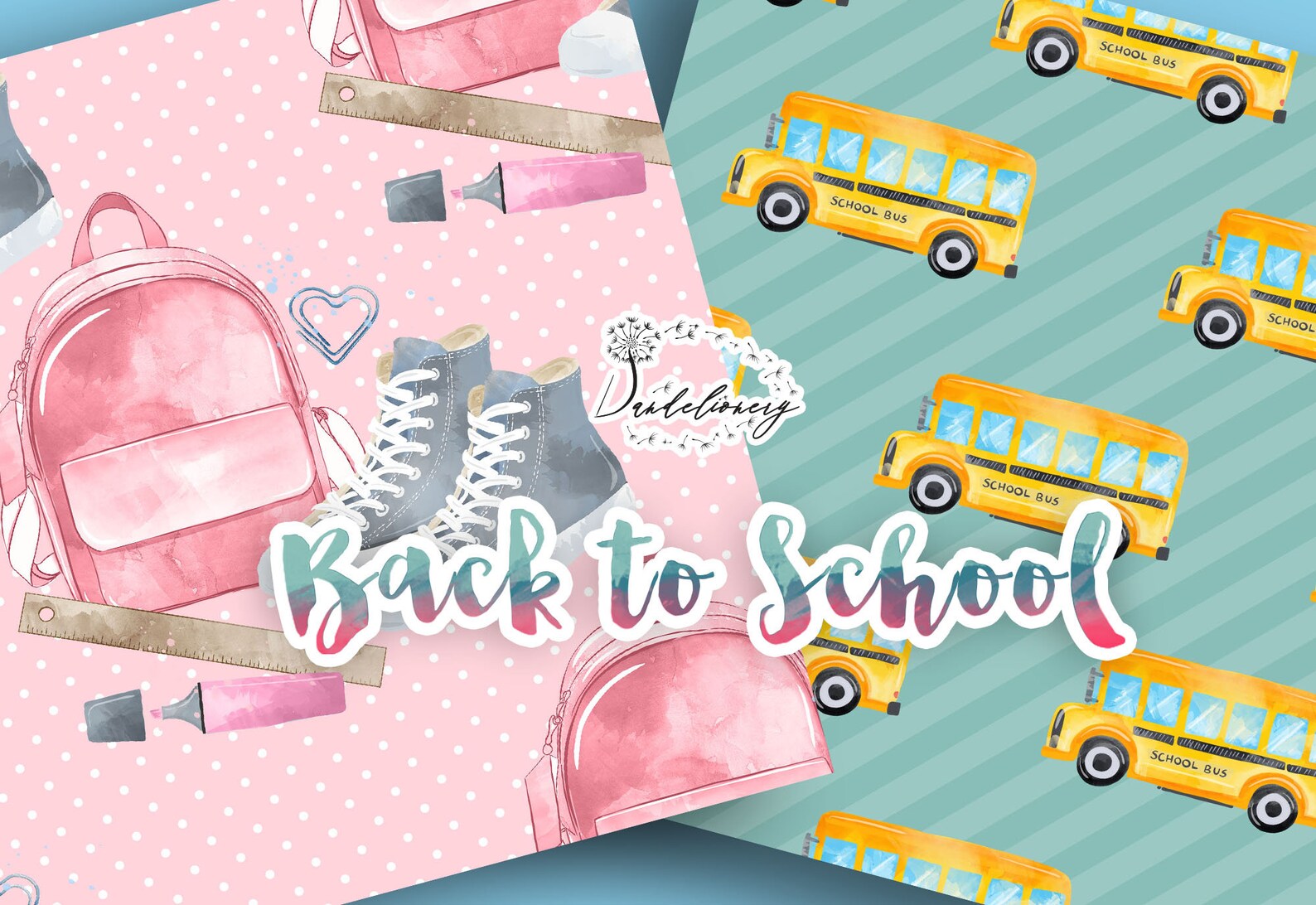 Back to School Digital Paper Pack, School, Backpack Background, Student ...