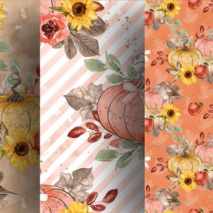 Fall Pumpkin Digital Paper Pack, Thanksgiving Stickers, Autumn, Fall ...
