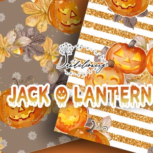 Watercolor Jack O Lantern Digital Paper Pack, Cute Halloween Clipart ...