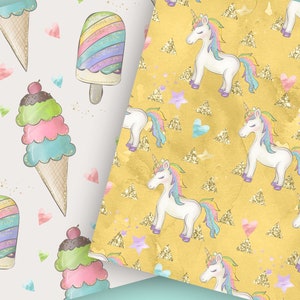 Watercolor Unicorns Digital Paper Pack, Rainbow Unicorns Download ...